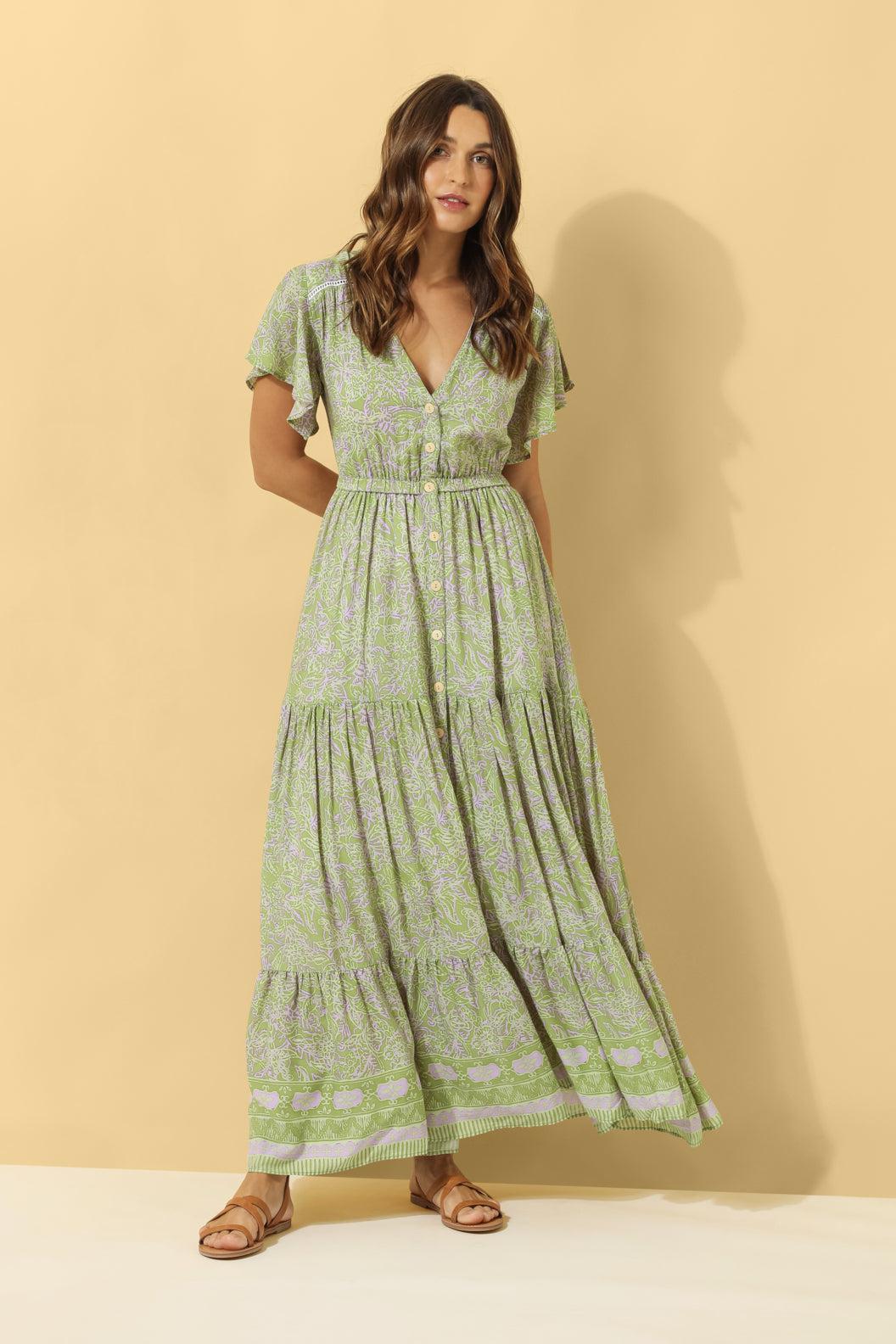 Margo Maxi Dress | Sage Batik | Harla | Summer Dresses Australia