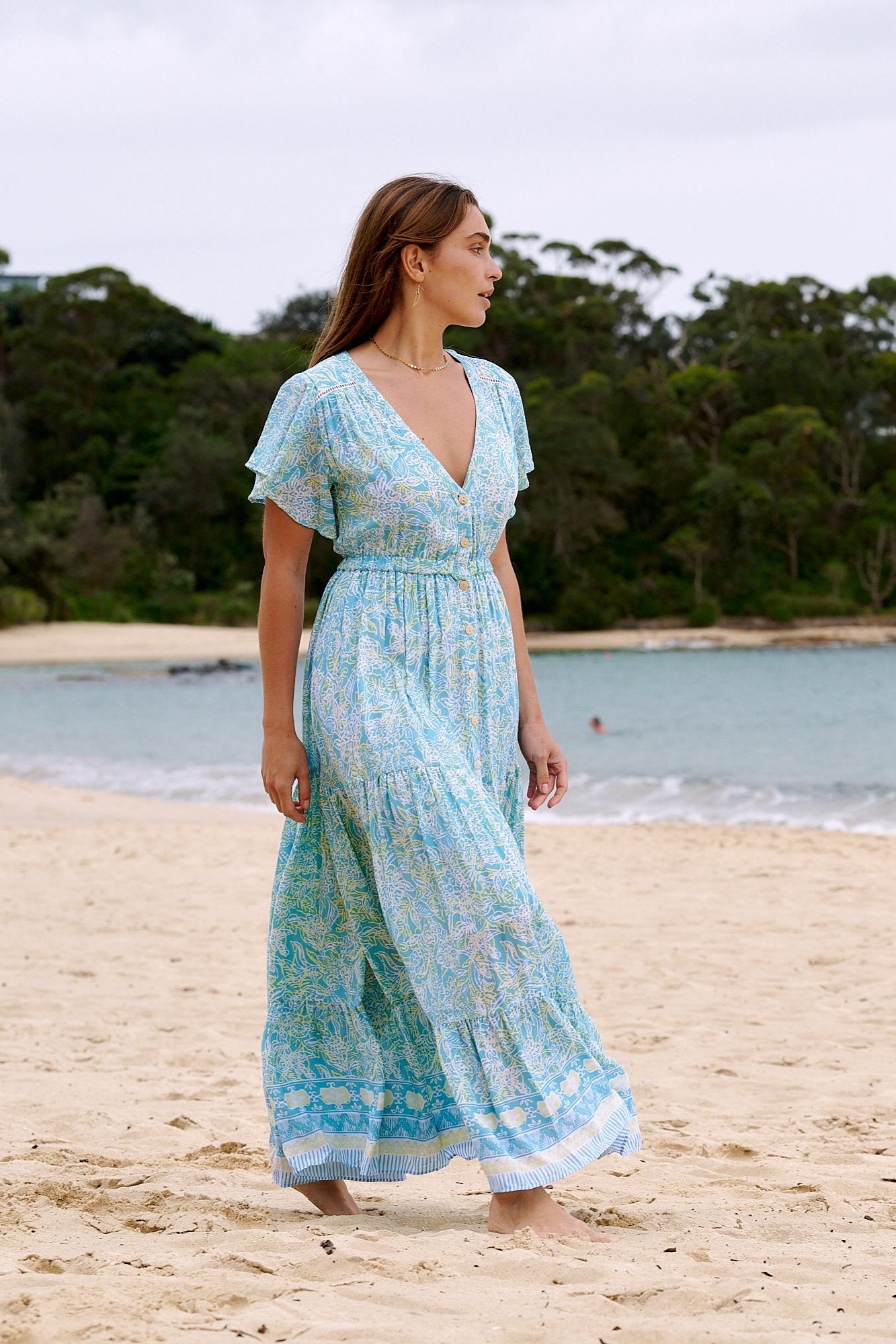 Margo Maxi Dress | Aqua Batik | Harla | Boho Style