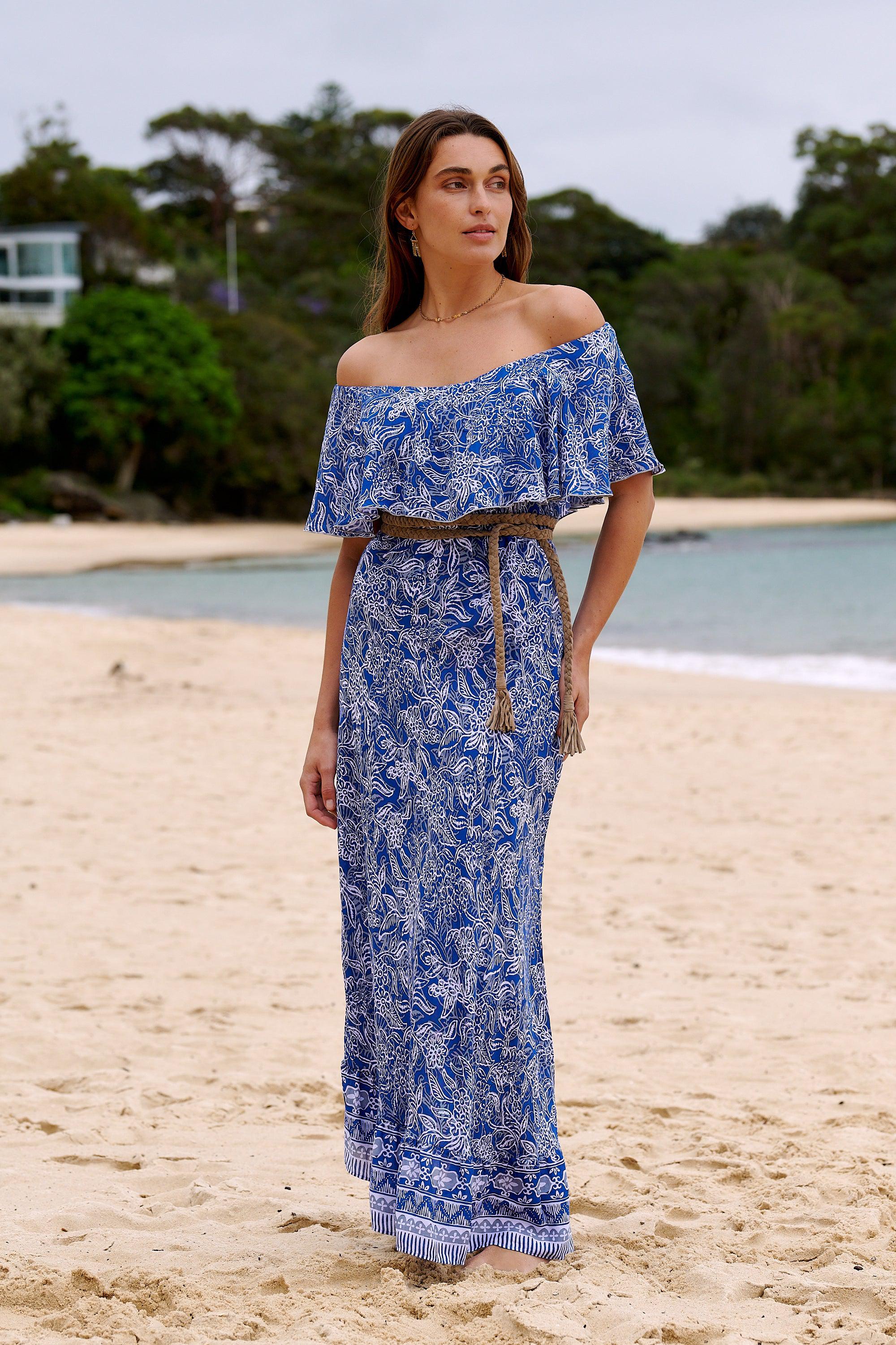 Stella Off The Shoulder Maxi Dress | Navy | Harla | Dresses Online