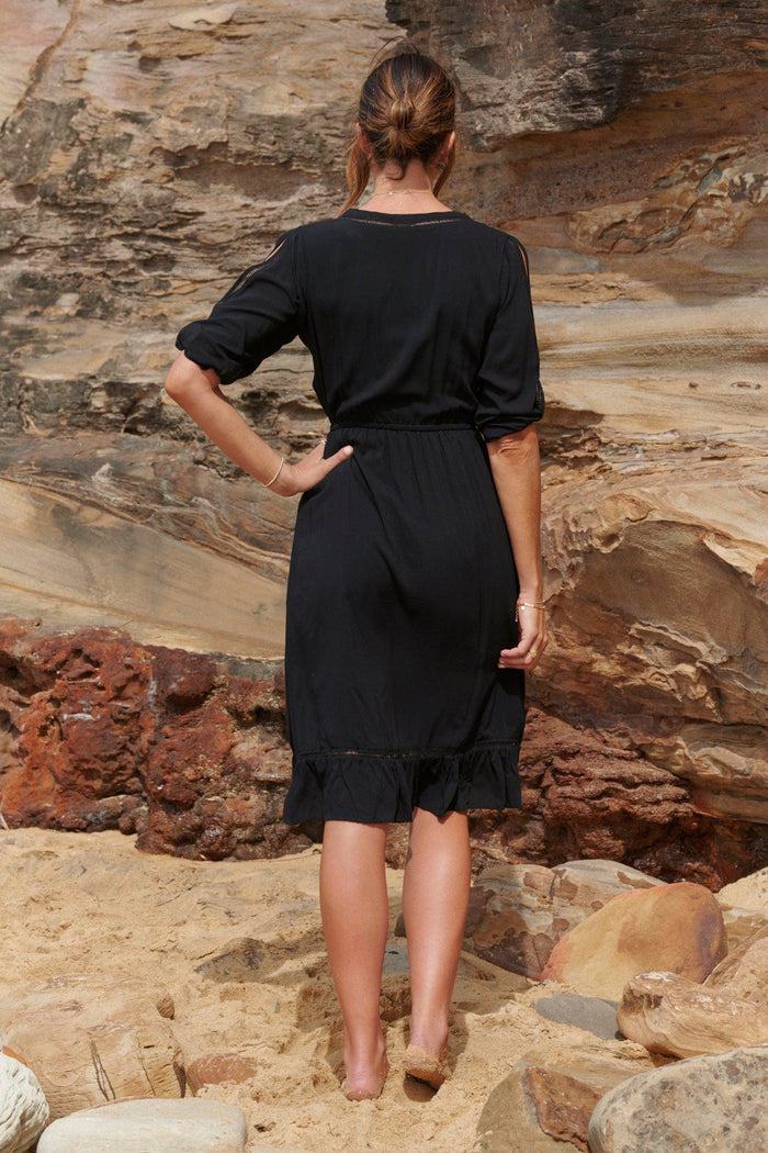 Helena Cross Over Dress ~ Black | Boho Chic Dresses | Harla
