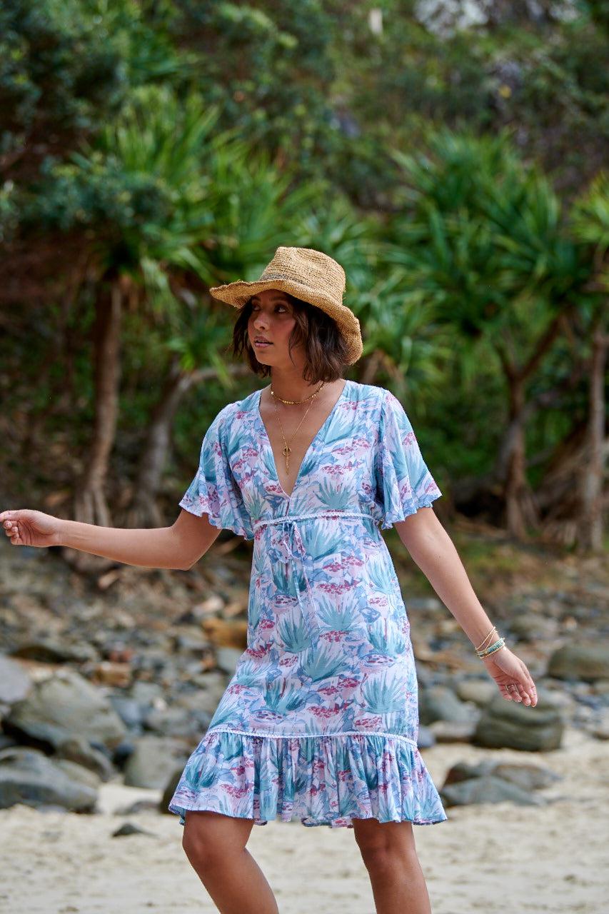 Harla | Lilly Babydoll Dress ~ Tropical Green | Summer dresses online