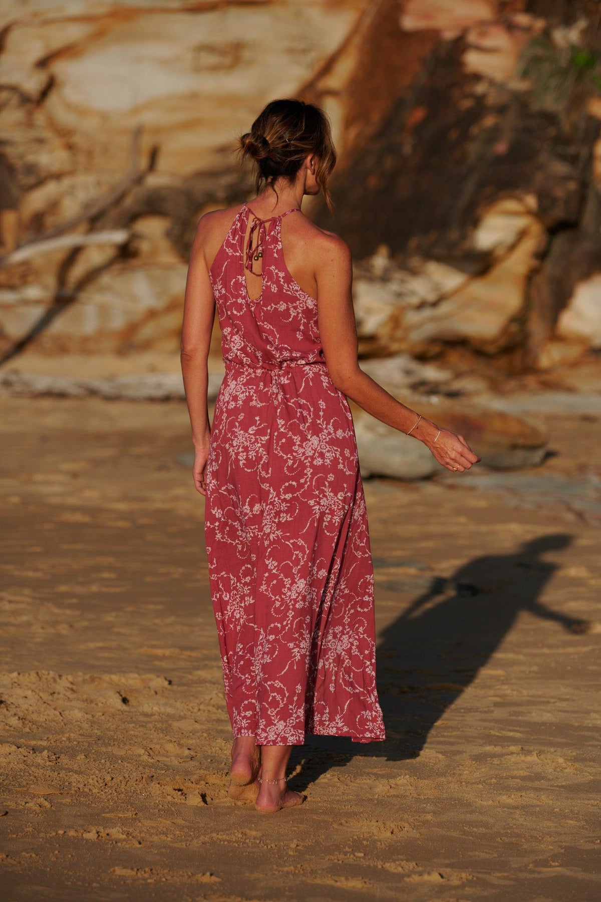 Lyla Drawstring Halterneck Dress | Rich Red | Harla | Boho Dresses